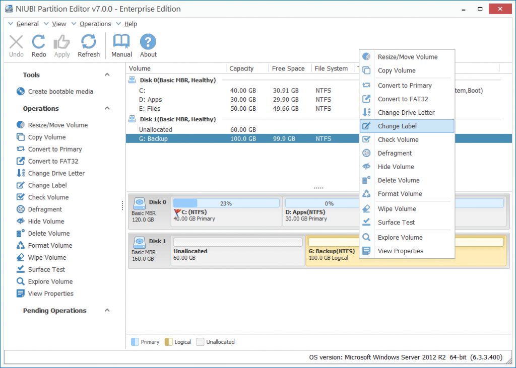 How to change partition label with NIUBI Partition Editor?