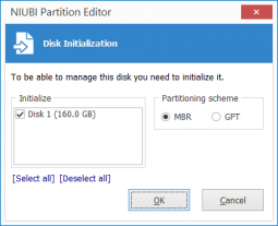 How to initialize disk with NIUBI Partition Editor?