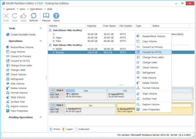 How to convert NTFS partition to FAT32 with NIUBI Partition Editor?