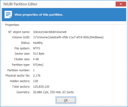 How to view partition properties with NIUBI Partition Editor