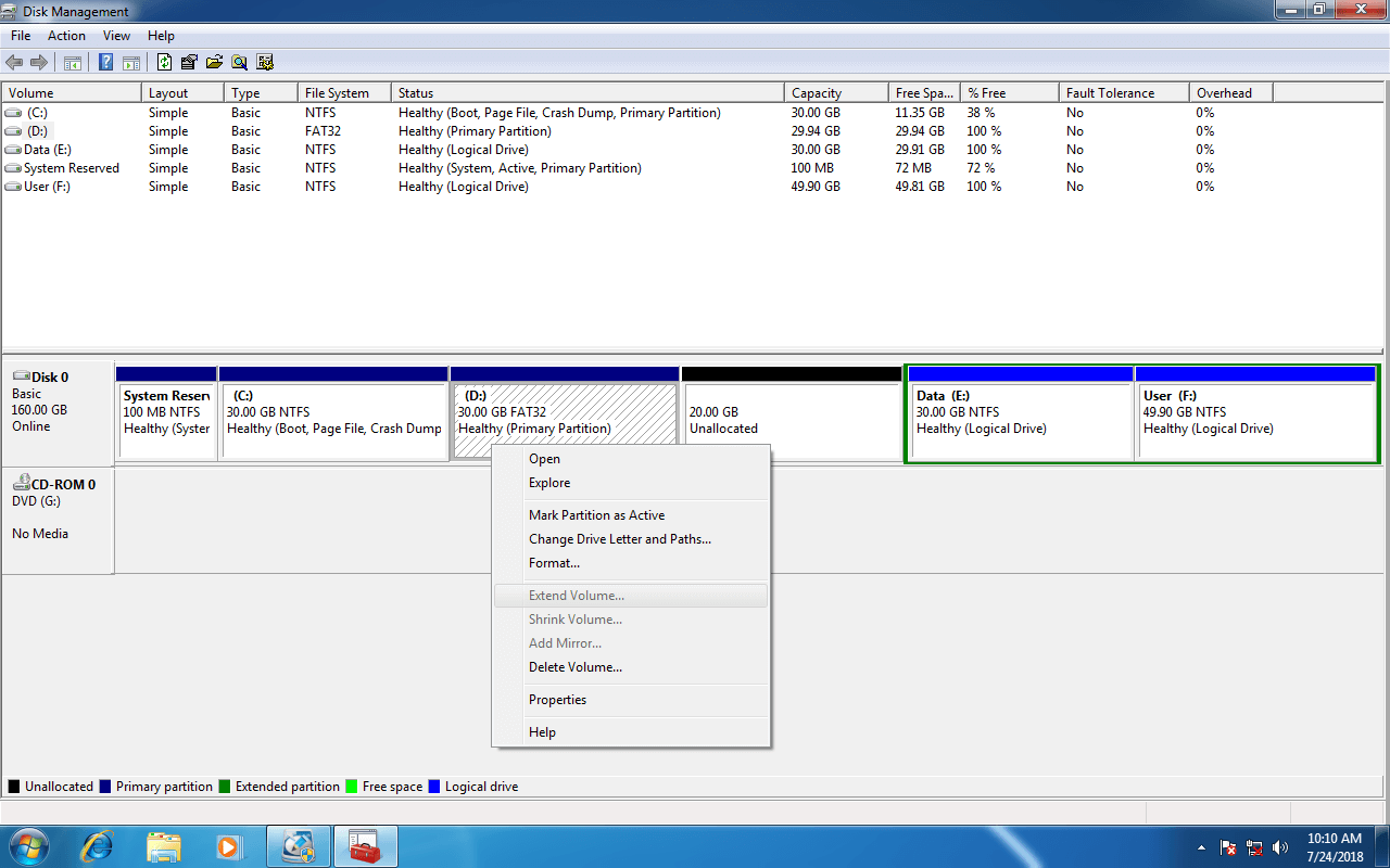 1 Step To Fix Extend Volume Grayed Outdisabled In Windows 7