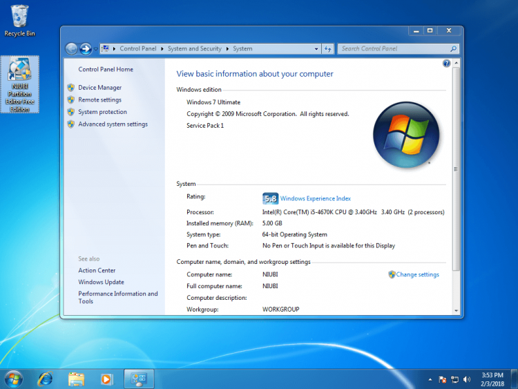 Extend Windows 7 Partition with Free Partition Manager.