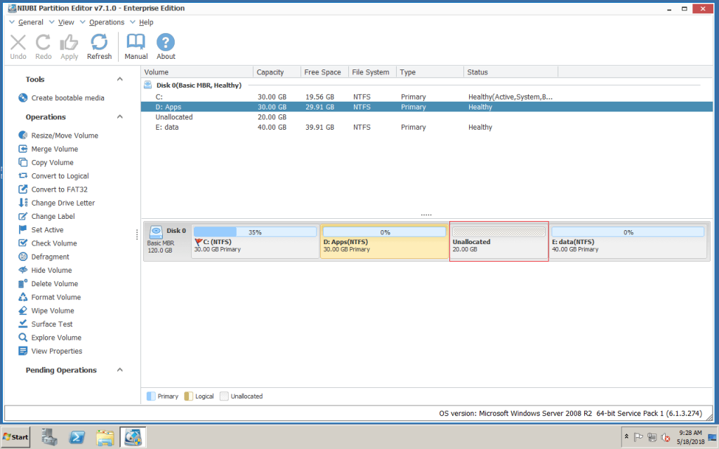 Merge Partitions And Unallocated Space In Windows Server 2008