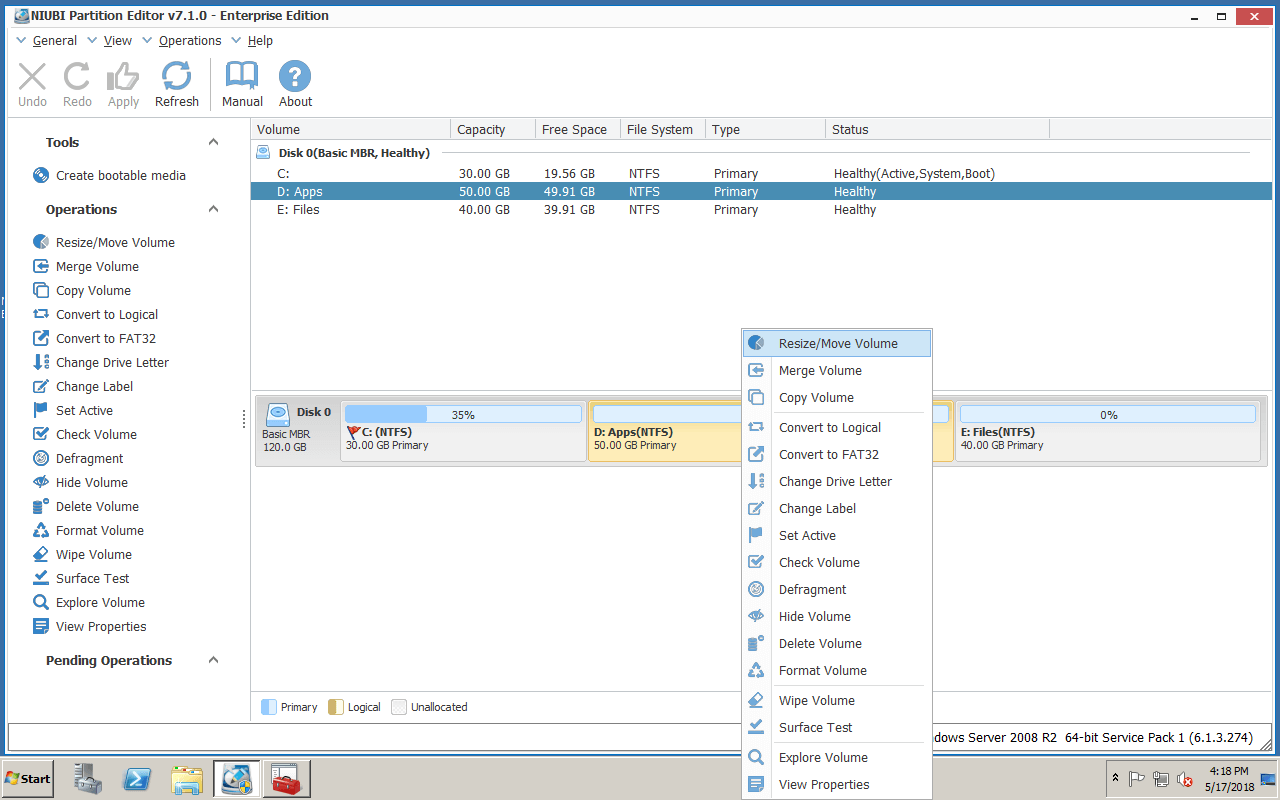Shrink hard drive with Windows Server 2008 Shrink Volume. Shrink hard drive with Windows Server 2008 Shrink Volume.