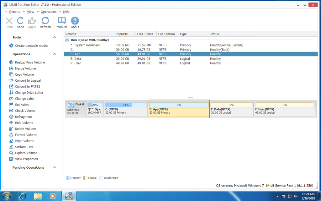 Extend hard drive partition on Windows 7 without data loss.