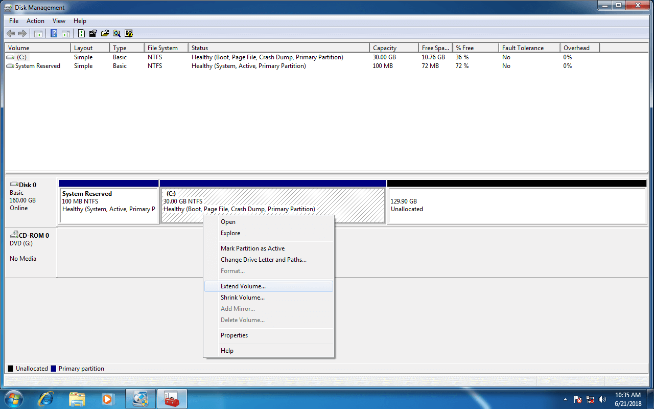 Easy method to fix can't/unable to extend C drive in Windows 7 Easy method to fix can't/unable to extend C drive in Windows 7