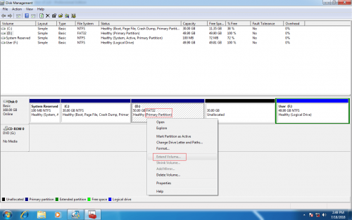 Extend hard drive partition on Windows 7 without data loss.