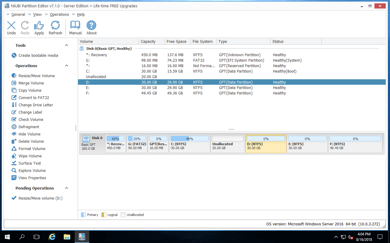 Extend C Drive Partition On Windows Server 2016 Without Data Loss