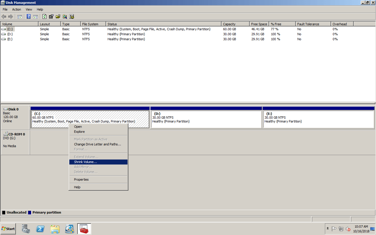 Solution Cantunable To Shrink C Drive In Windows Server 2008