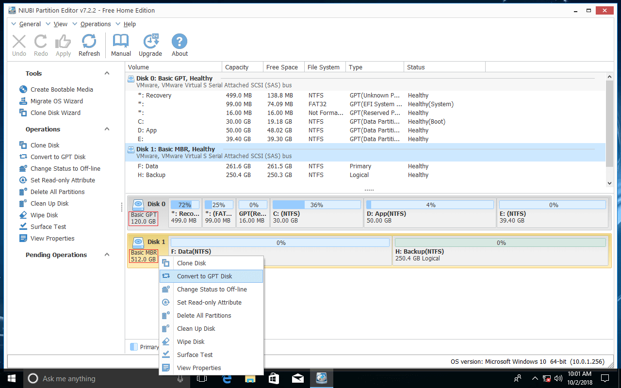 Guía para convertir el disco MBR a GPT sin perder datos-1 paso.