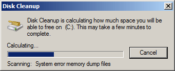 Enable, install and run disk Cleanup for Windows Server 2008.
