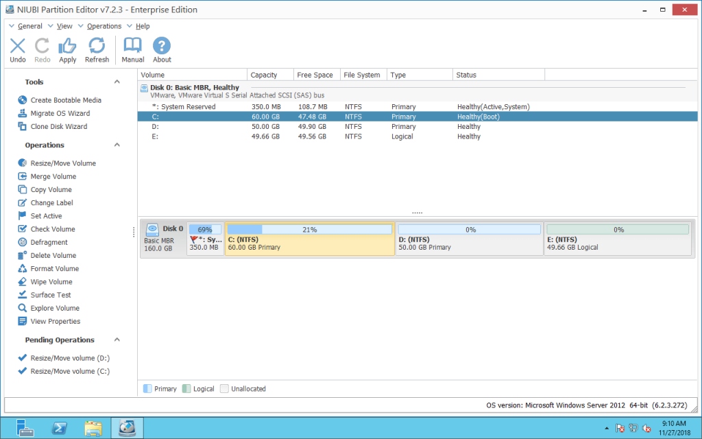 Moveadd Unallocated Space To C Drive On Windows Server 2012